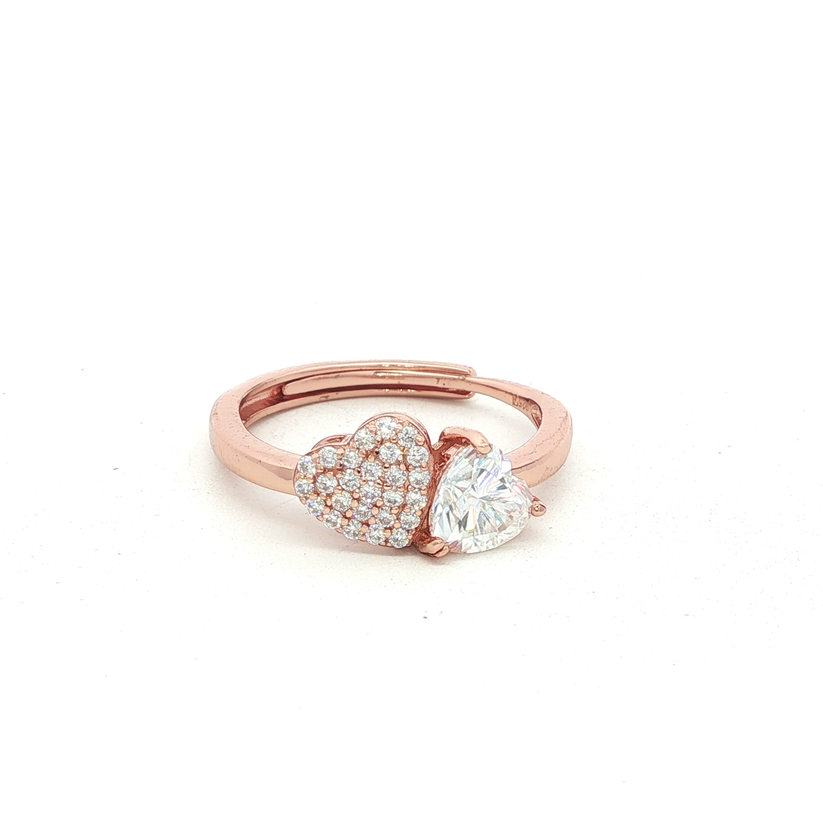 Rose Gold plated Multistone Ring with Heart-Shaped Diamond. – Istaa-Jewelry